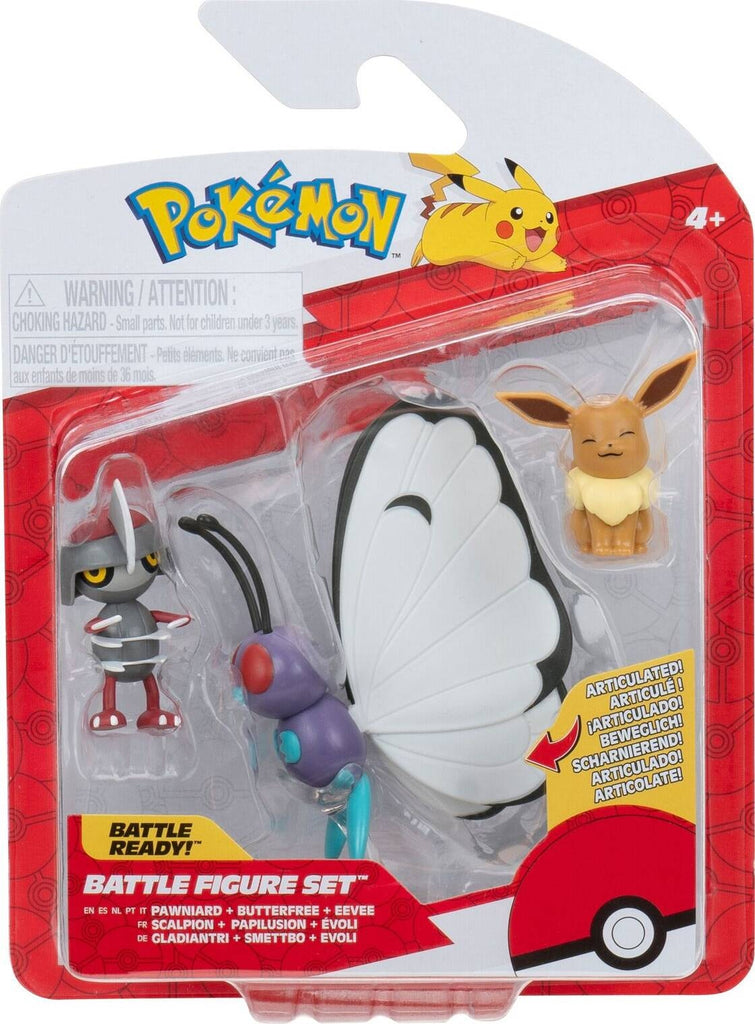 Pokemon: Battle Figure Set - Eevee #2, Pawniard, Butterfree With Stand